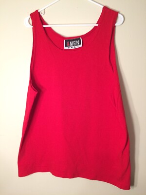 Vintage 90s 4MEN Plain Basic Red Tank Top XL | eBay