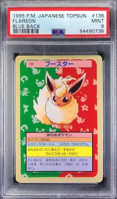 Pokemon Japanese Topsun Blue Back 136 1st Flareon Card 1995 PSA 9 ...