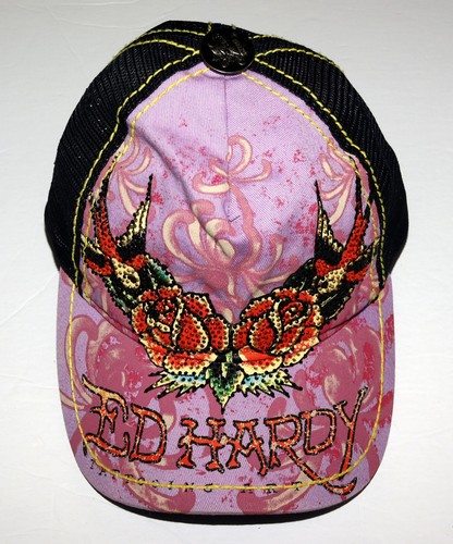 Ed Hardy Throwback Embellished Floral Roses Snapback Trucker Hat One ...