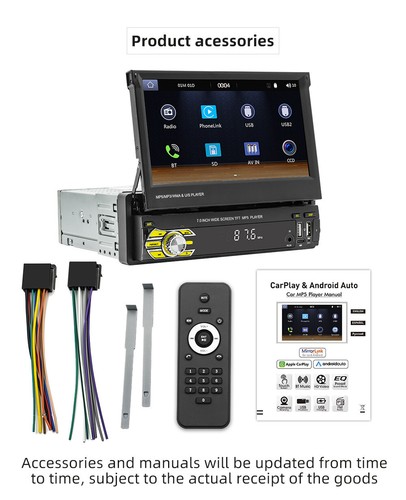 Single Din Car Radio Retractable Screen Head Unit Carplay Android Auto ...
