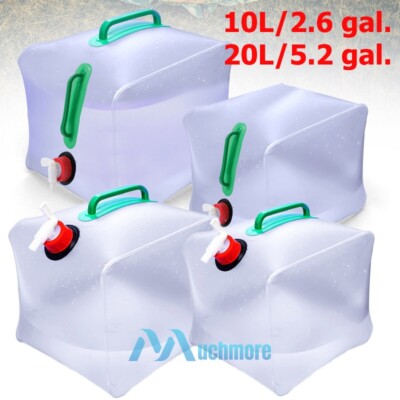 1-2Pc Collapsible Water Container with Spigot 5 Gallon Camping Water ...