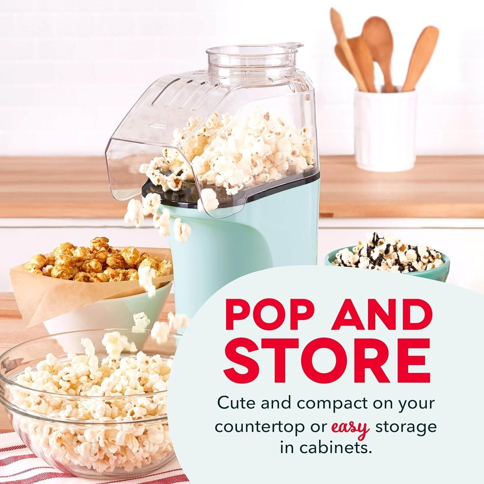 Hot Air Popcorn Popper Maker with Measuring Cup to Portion Popping Corn ...