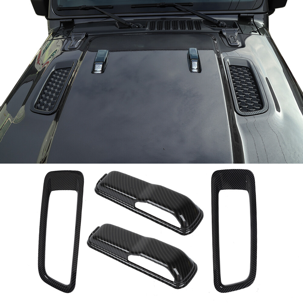 Carbon Fiber Car Engine Hood Hinge Cover Trim Bezels For Jeep Wrangler ...