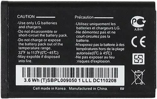 LG LGIP-531A OEM Cell Flip Phone Li-Ion 3.7V Battery 950mAh 3.6Wh 1lCP6 ...