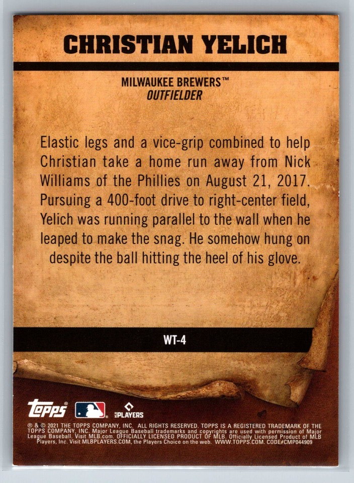 2021 Topps Big League Christian Yelich Wanted Insert Milwaukee Brewers ...