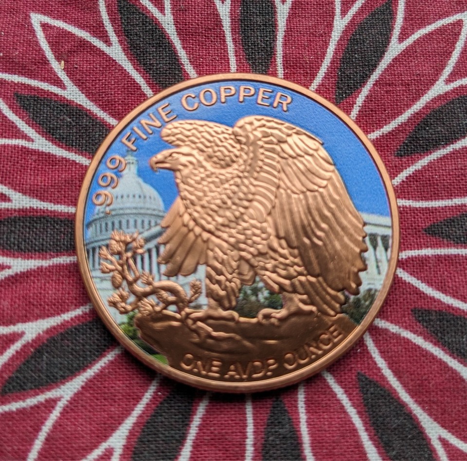 Reverse Proof Colorized ASE Eagle 250 USA .999 1oz Copper Round ...