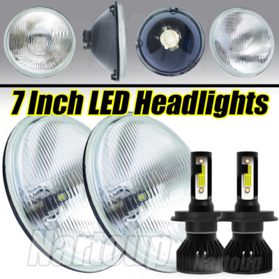 DOT Pair Led 7inch Round Headlight Headlamp High/Low Bulbs for MG MGB ...