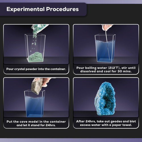 Geodes Growing Science Kit for Kids Age 6-8-12, Geodes with Crystals ...