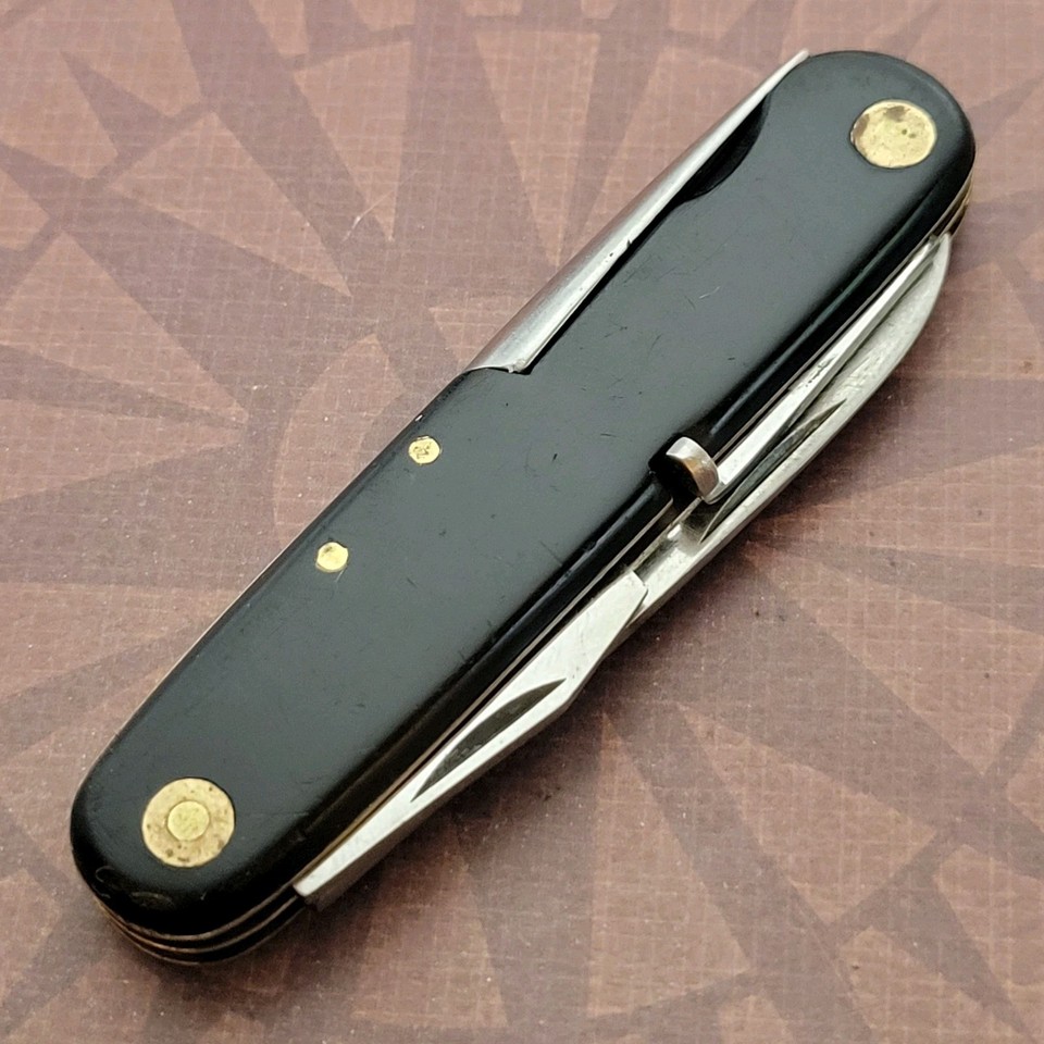 Unique Stamp Multi Tool Knife Solingen Germany Black Synthetic Handles ...