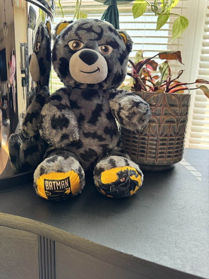 BUILD A BEAR Batman 80 Years Gray Black Bat Symbol 16” Plush Teddy Toy ...