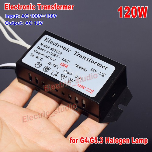 120W Transformer AC 110V to AC 12V for G4/G5.3 Halogen Lamp Power ...