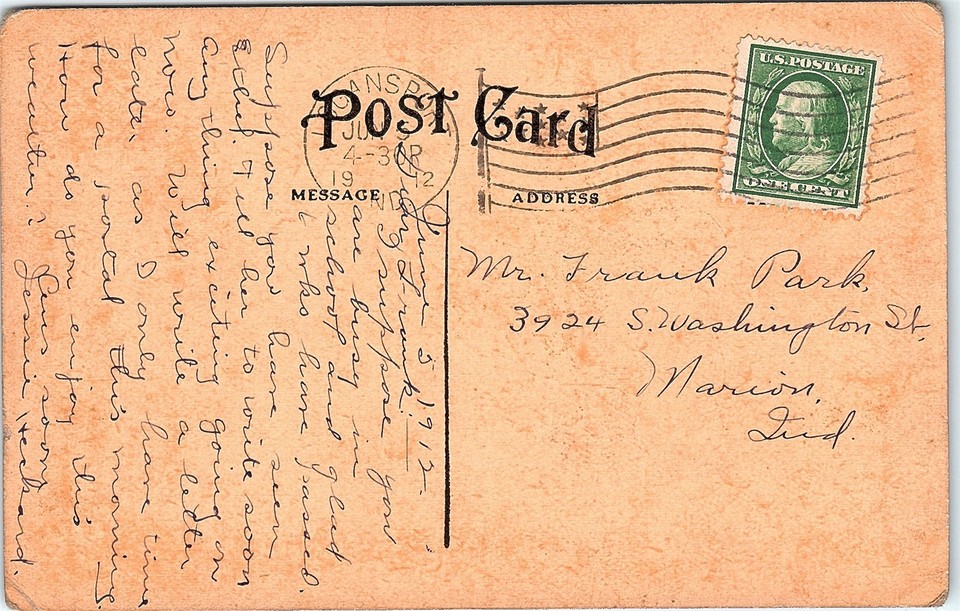 Postcard IN Logansport Cliff At Cedar Island 1912 O79 | eBay