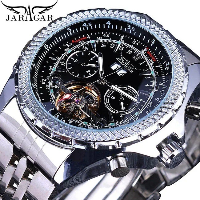 Jaragar Men Wrist Watch Sports Automatic Tourbillon Stainless Steel ...