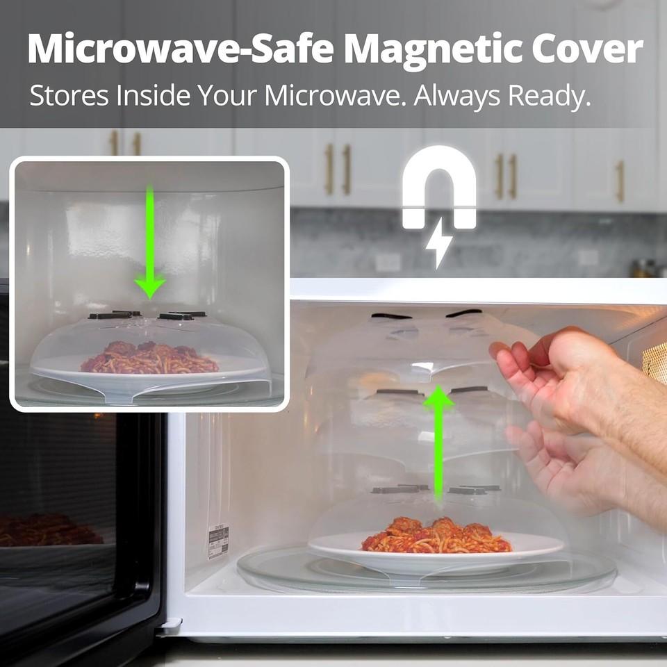 Magnetic Microwave Cover for Food Clear Splatter Cover Plate with Steam ...