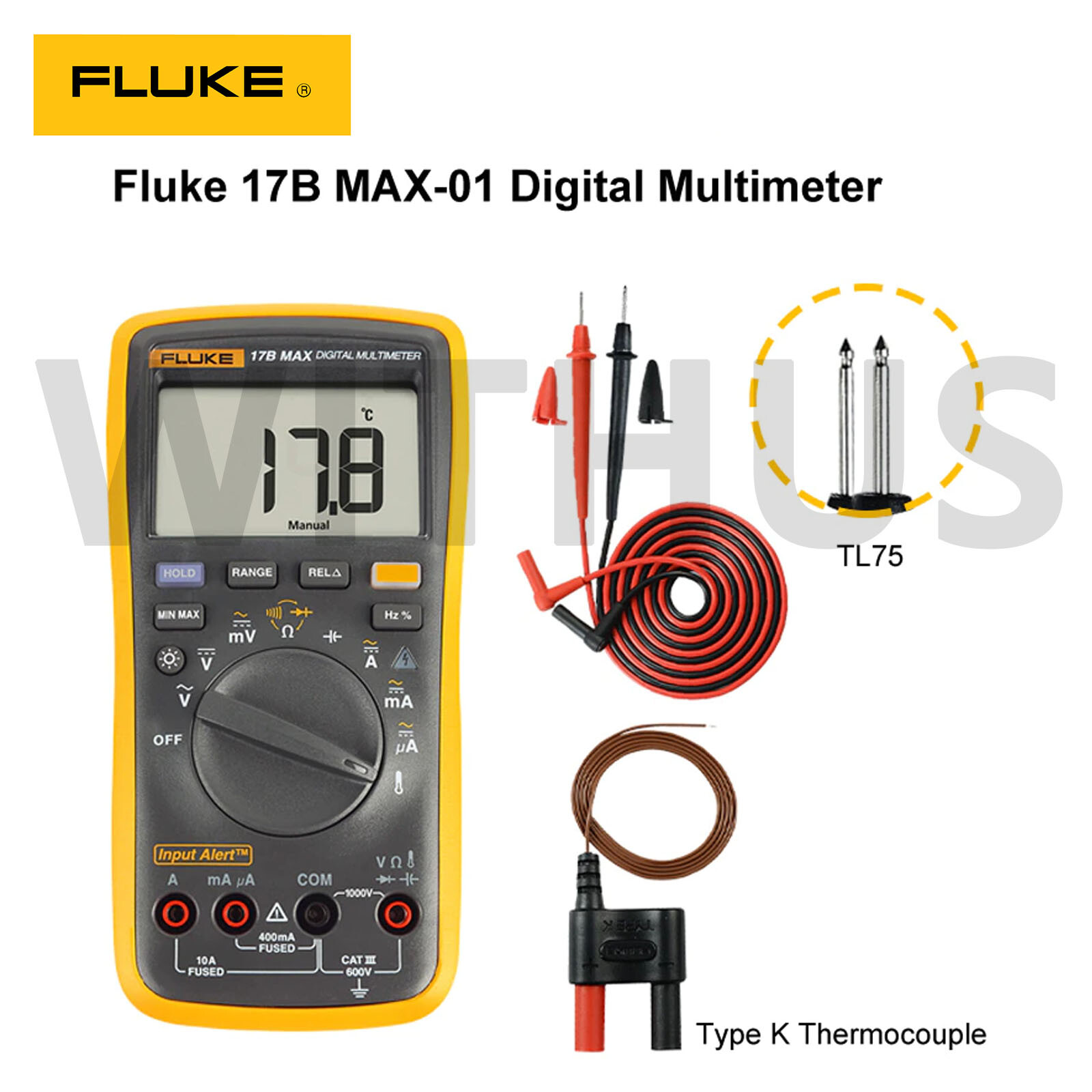 Fluke 15B/17B MAX Digital Multimeter Audible/Visual Alarm CATIII 600V AC/DC | eBay