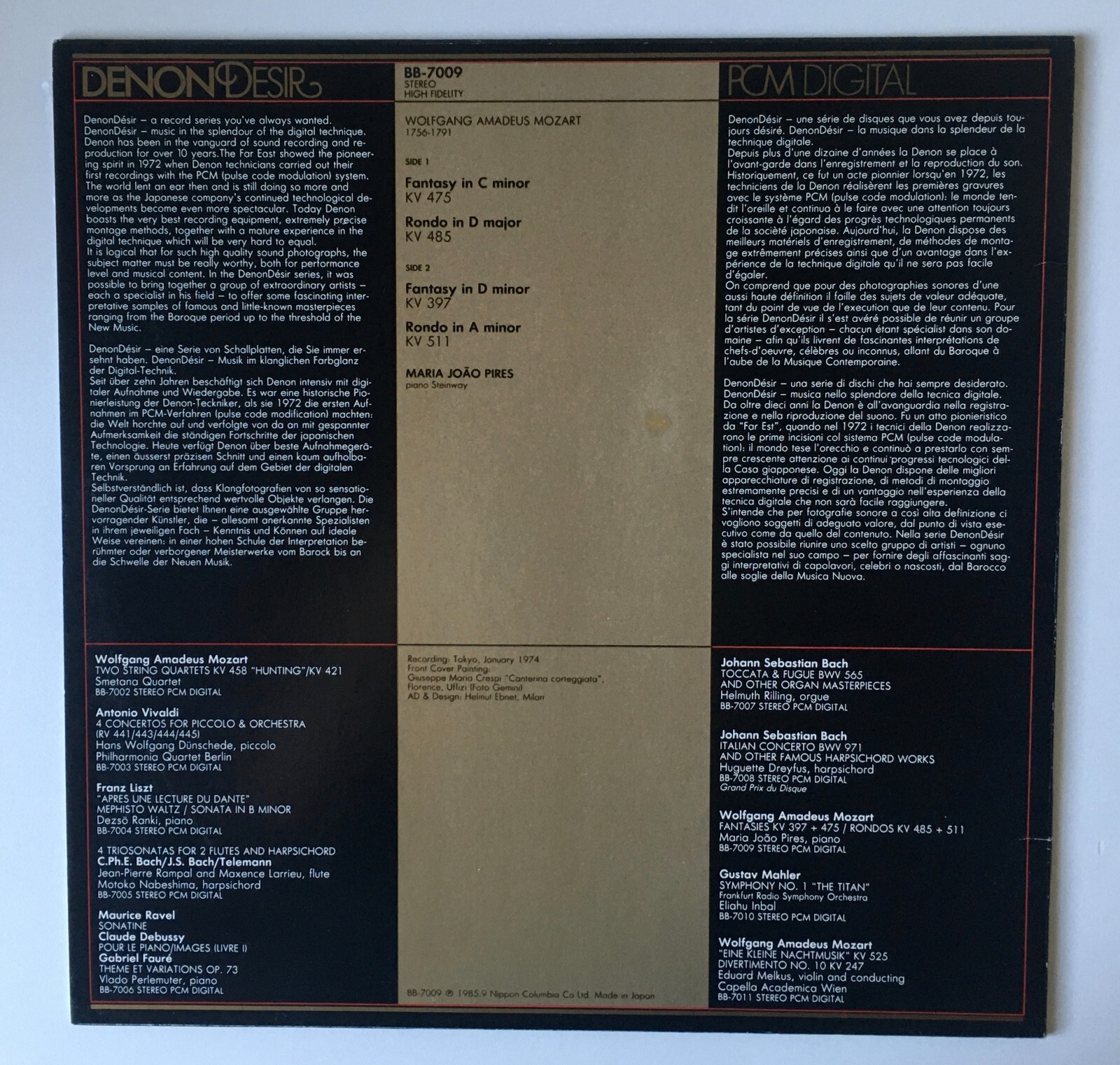 Mozart Joao Pires Denon Fantaisies Rondos - Japan Pressing - | eBay