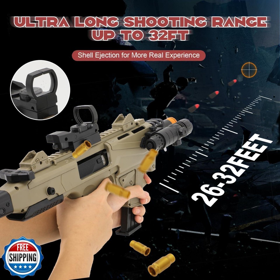 Spcozgil Two Modes Soft Bullet Toy Gun Shell Ejecting, Realistic Toy ...