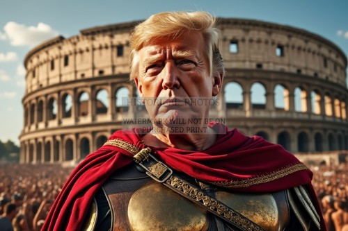 PRESIDENT DONALD TRUMP AS A ROMAN GLADIATOR IN FRONT OF COLLESEUM 4X6 ...
