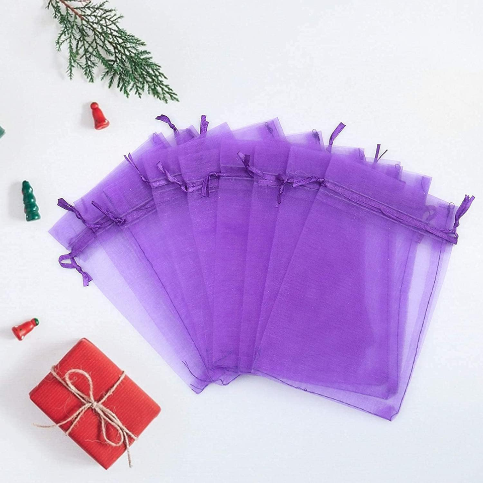 50Pcs Purple Organza Bags 5x7 Inch, Small Mesh Gift Bag for Jewelry ...