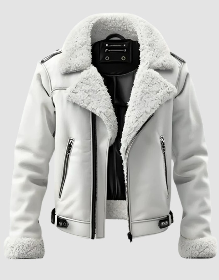 Men's White B3 RAF Aviator Jacket | Real Sheepskin Shearling Bomber ...