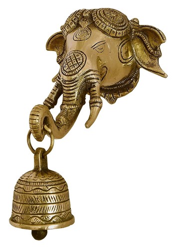 Brass Elephant Head Wall Hanging with Bell Home Decor Gift Item Large ...