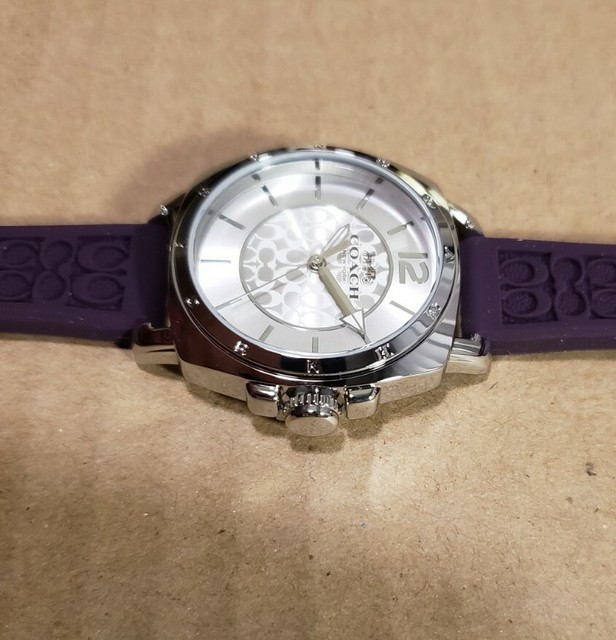Coach Women BOYFRIEND Purple Logo-embossed Rubber Strap Watch 34mm ...