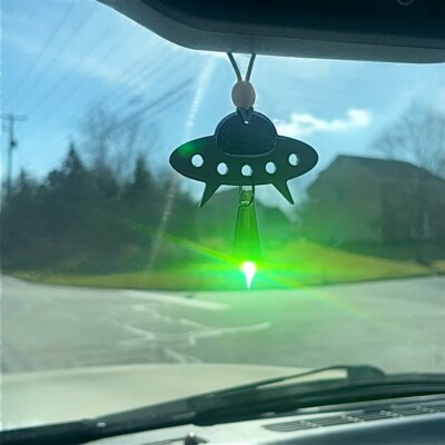 Alien Spaceship Car Charm Crystal Sun Catcher, Auto Rearview Mirror ...