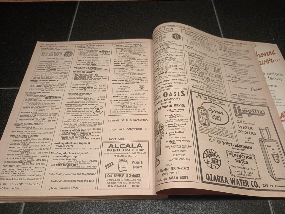 Rio Grande Valley Texas Telephone Book / Southwestern Bell / 1962 ...