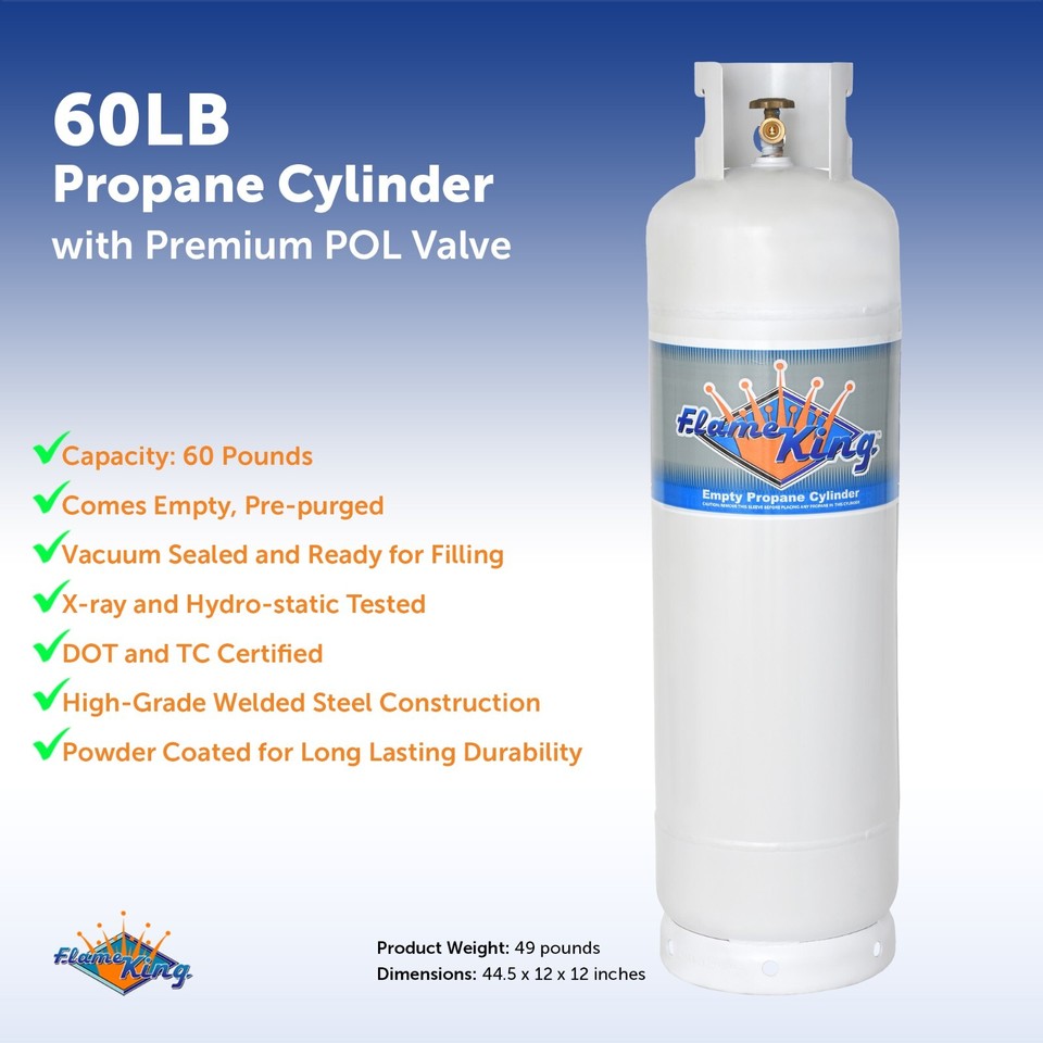 60 LB Pound Steel Propane Tank LPG Refillable Cylinder with POL Valve ...