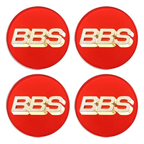 BBS Wheel Center Caps 70mm Genuine Emblem Red Gold 3D Logo P5624126 Set ...