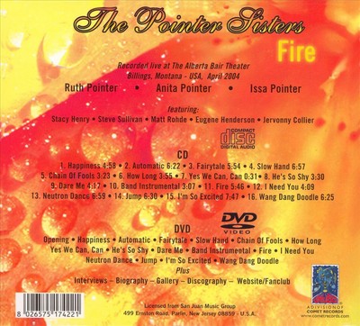 THE POINTER SISTERS FIRE [LIVE 2004] NEW CD & DVD 8026575174221| eBay