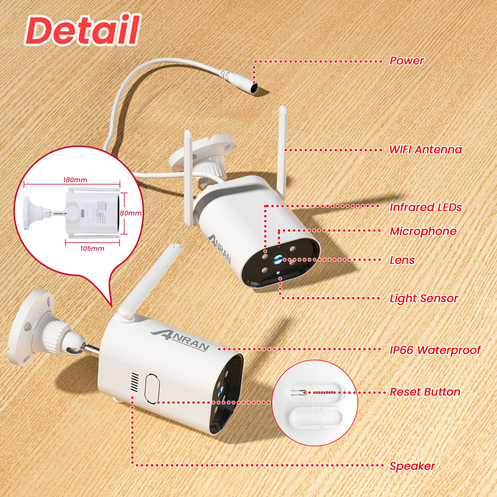 ANRAN WIFI Security Camera System 10CH NVR 12" Monitor Outdoor Home ...