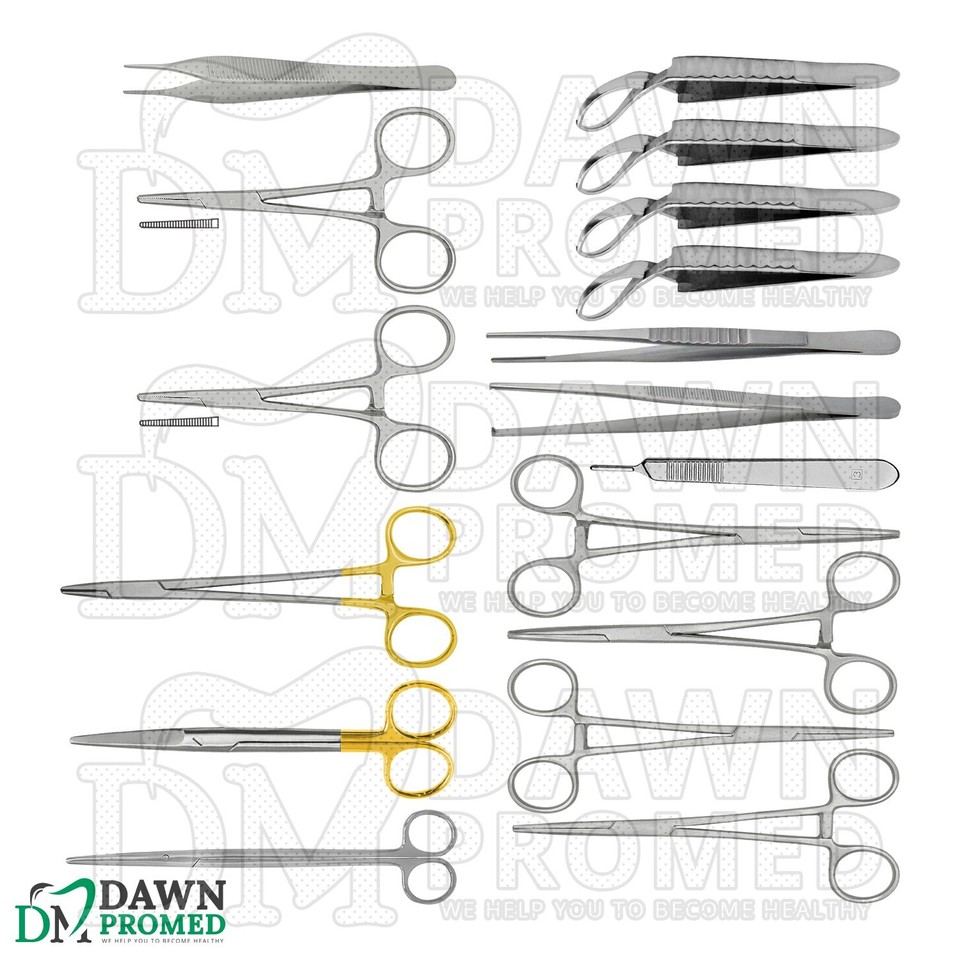 17 Pcs General Surgery Kit-2 With FREE Blades Veterinary Instrument ...