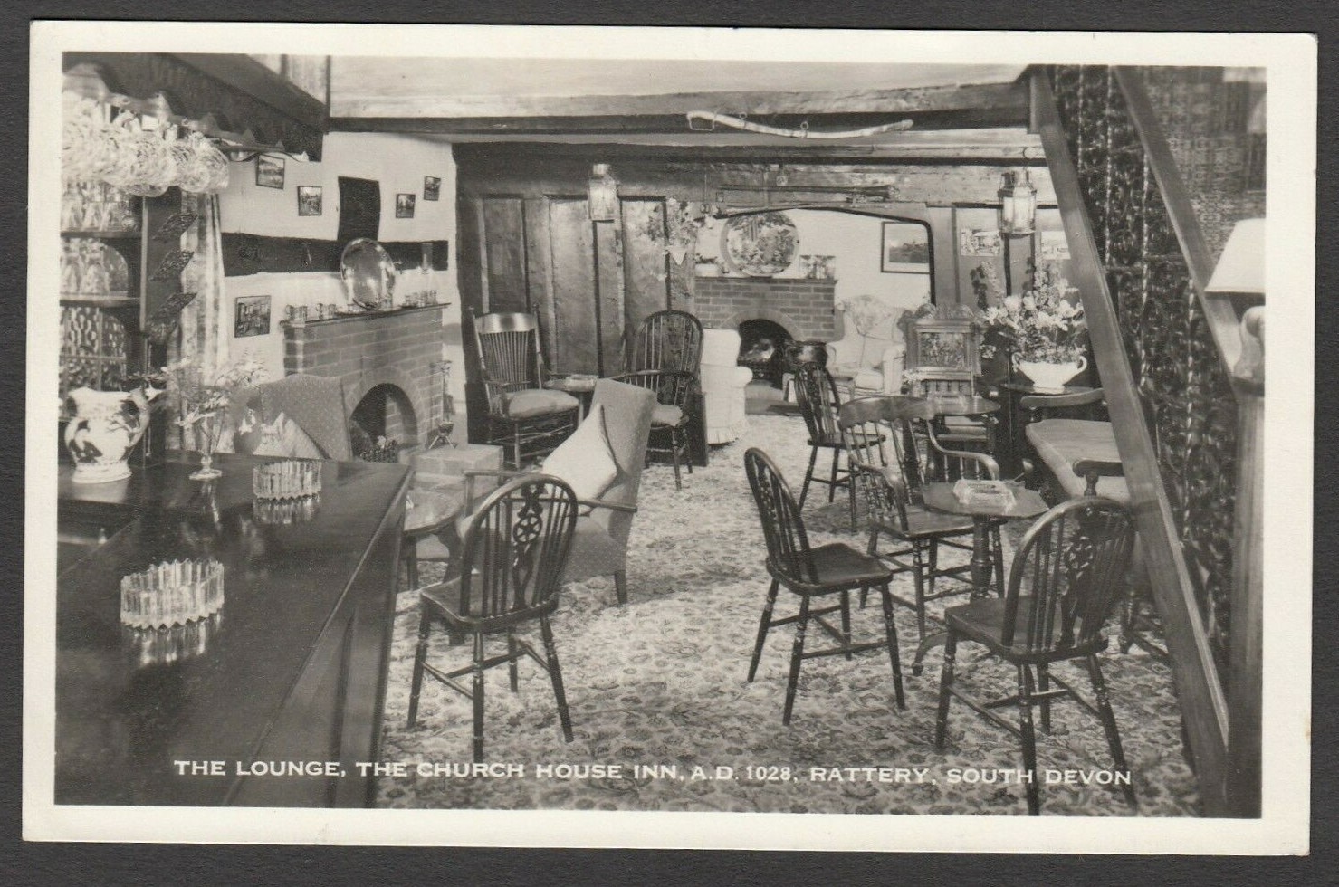Postcard Rattery near Totnes Devon lounge of The Church House Inn ...