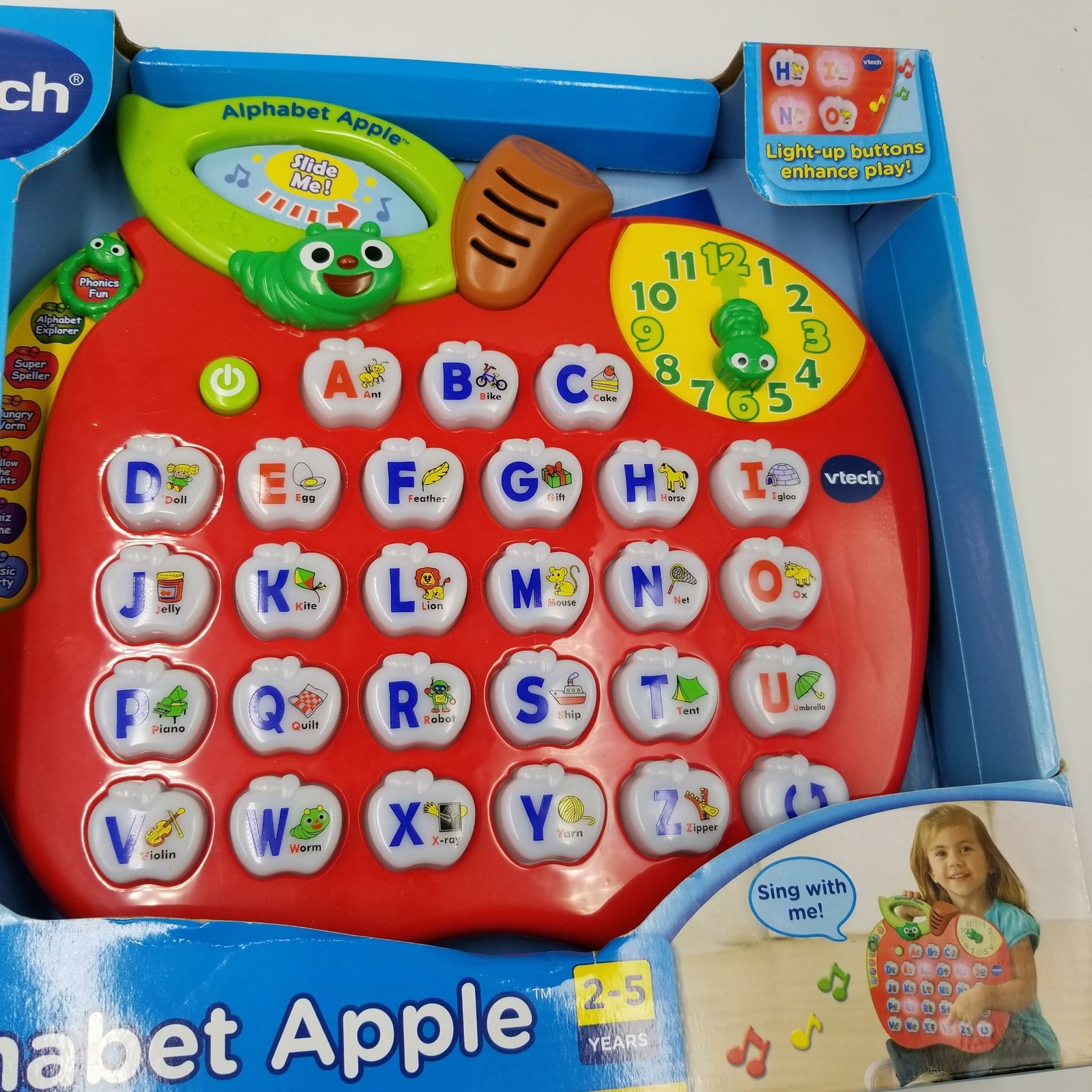 VTech Alphabet Apple Learning Toy Letters Counting Spelling Memory Time ...