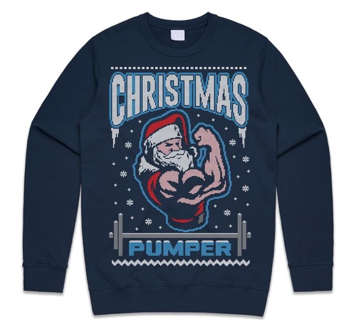 Christmas Pumper Xmas Jumper Sweatshirt Gym Workout Fitness ...