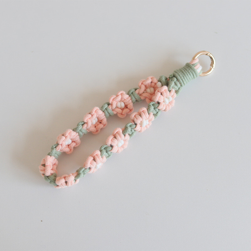 Boho Macrame Flower Keychain Wristlet Keychains Wrist Lanyard for Car ...