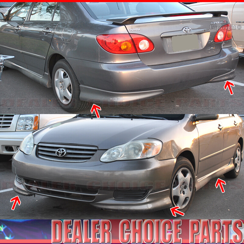 Body Kit For 2003 2004 Toyota Corola S Style 6PC Matte Black Front ...