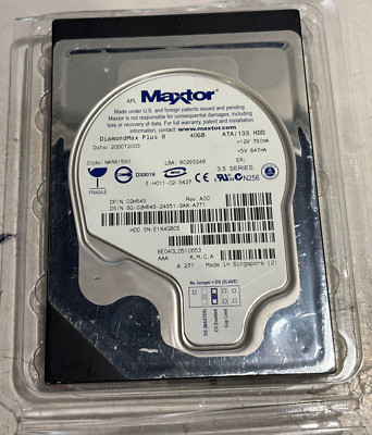 Maxtor DiamondMax Plus 8 E-H011-02-3427 ATA/133 3.5 Series 40GB | eBay