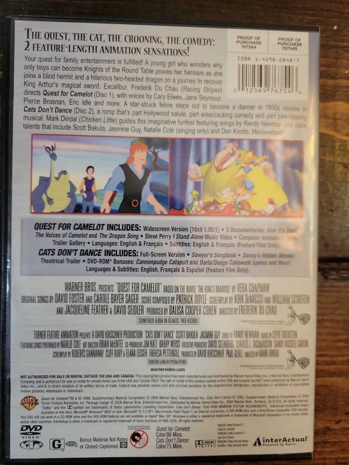 Quest for Camelot/Cats Dont Dance (DVD, 2006, 2-Disc Set) 12569767546| eBay