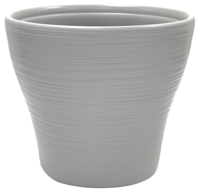 34cm Large Rippled Cool Grey Plant Pot Planter Round Plant Pot Indoor ...