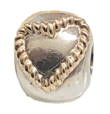 Authentic Pandora Silver & 14K Gold Braided heart ONE Clip Charm 790599 ...