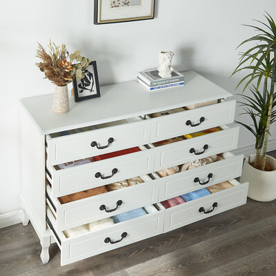 8 Drawers Dresser Wooden Storage Dressers Chests of Drawers for Bedroom ...