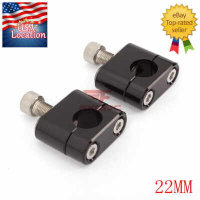 Black CNC Motorcycle HandleBar Fat Bar Mount Clamps Risers Adapters ...