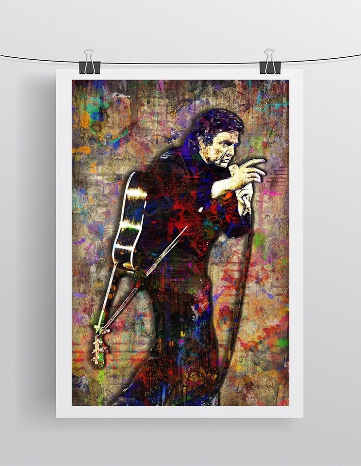 Johnny Cash 20x30in Poster Johnny Cash Tribute Rock Country Art Free ...