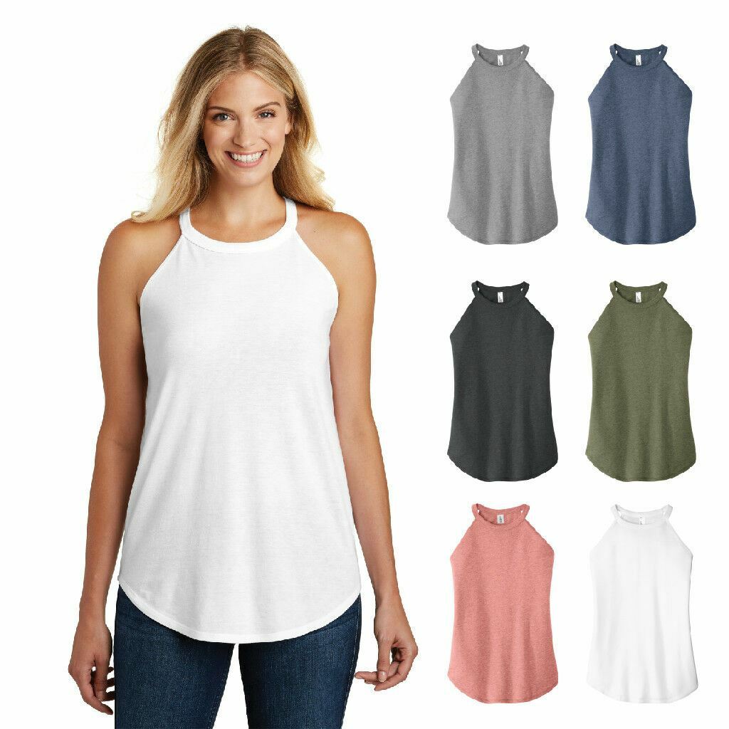District DT137L Women's Perfect Tri Blend Rocker Tank Top Ladies | eBay