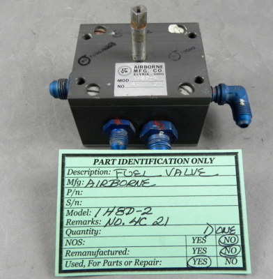 Aircraft Airplane Fuel Selector Valve Airborne 1H8D-2 No. 4C 21 | eBay