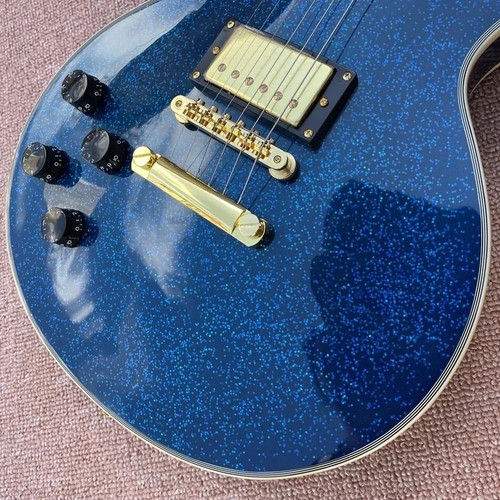 Rosewood Electric Guitar, Left Hand LP Customization, Metal Blue Gold ...