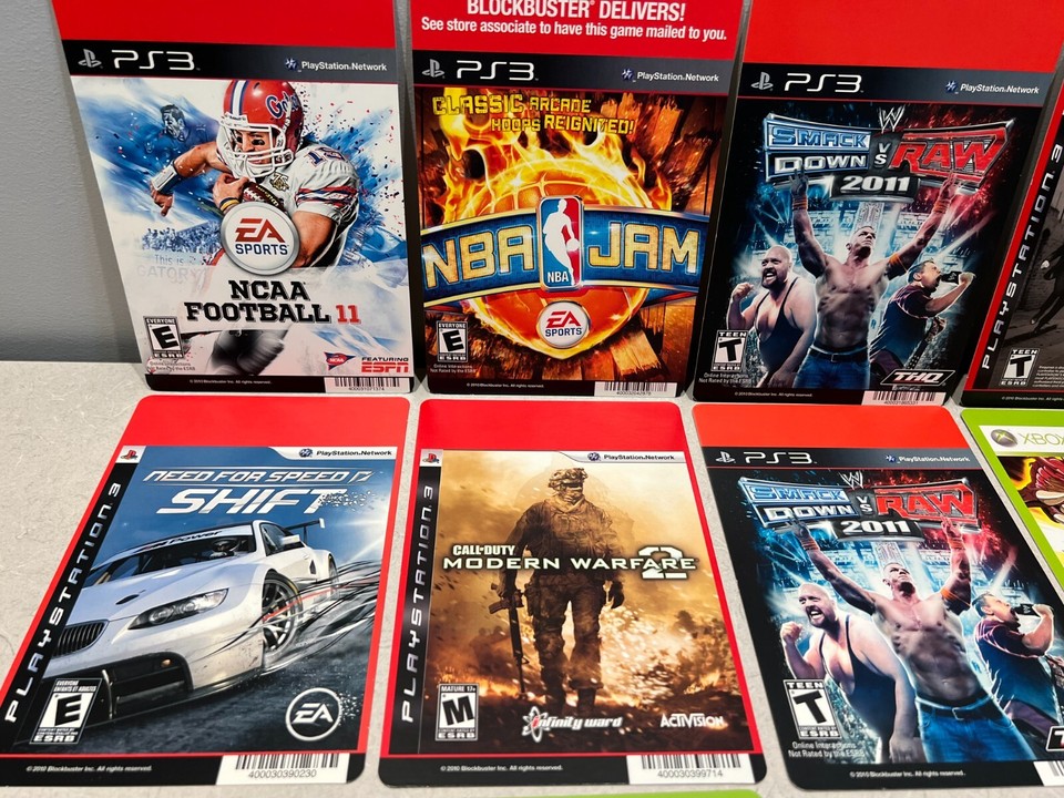 Lot 15 Blockbuster Shelf Display Cards PS3 Xbox 360 Smackdown Bayonetta ...