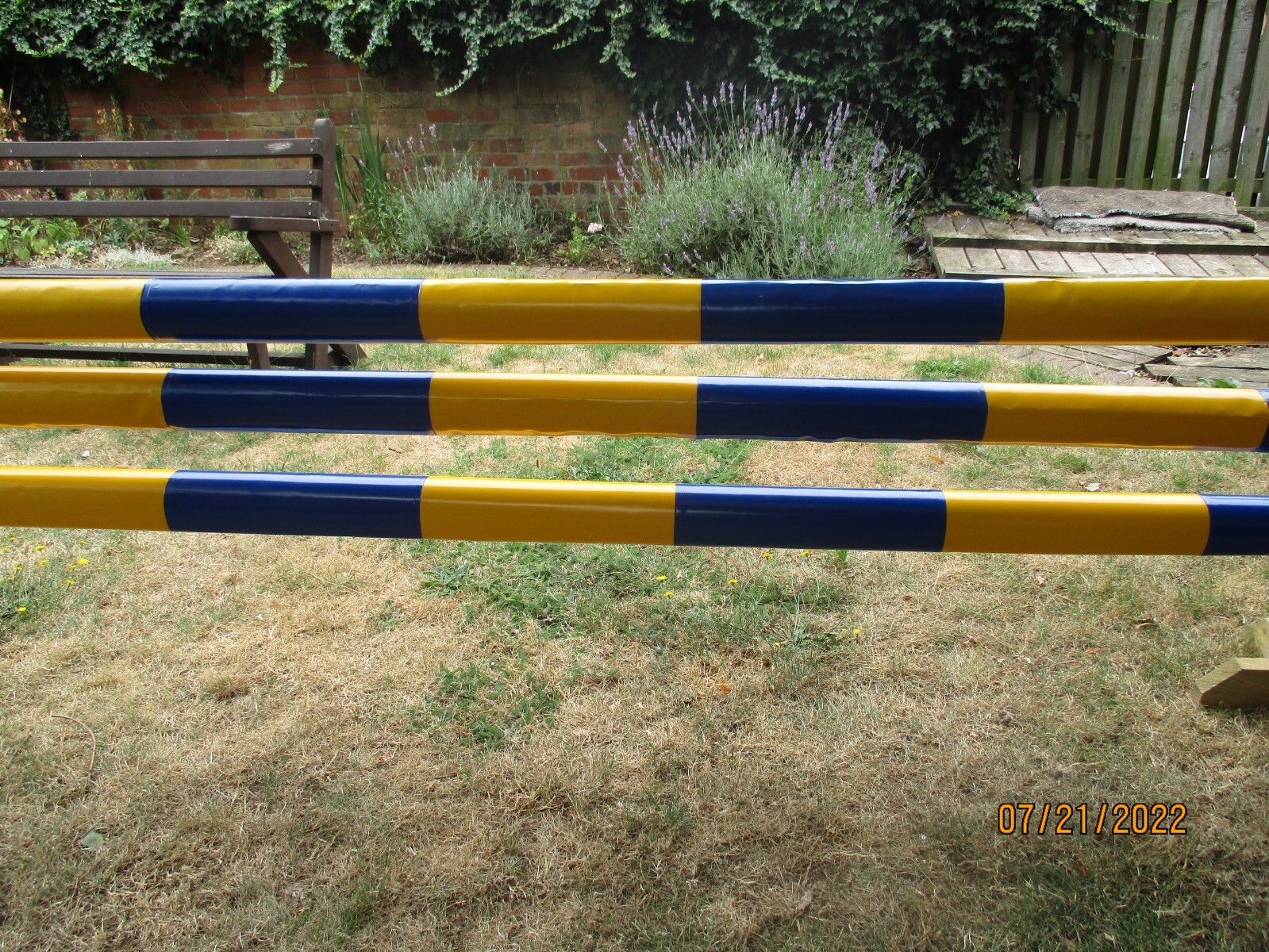 EQUESTRIAN HORSE JUMP POLE SLEEVE COVERS, STRONG, YELLOW & BLUE, 3MT, X ...